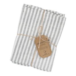 2er Set Serviette, Steifen/grün